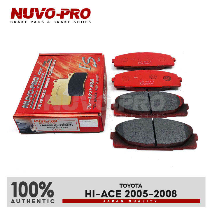 Nuvo-Pro Brake Pad Front Toyota Hiace 2005-2018 VAX-8331K SET | Lazada PH