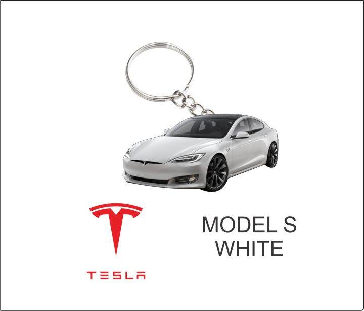 tesla model s white 2D KEYCHAIN | Lazada