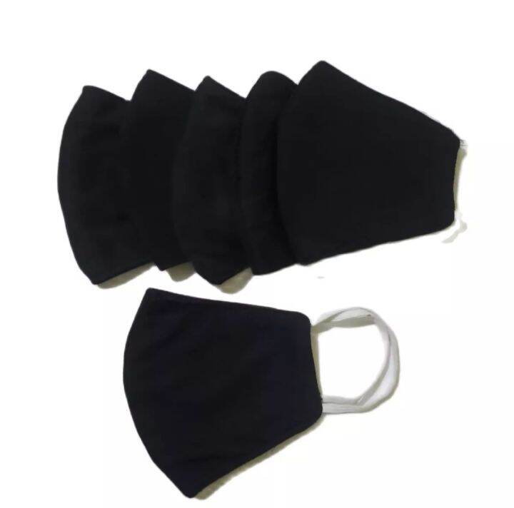 ISI 3 PCS MASKER KAIN 2 LAPIS/PLY HITAM POLOS ANTI DEBU BERKENDARA ...