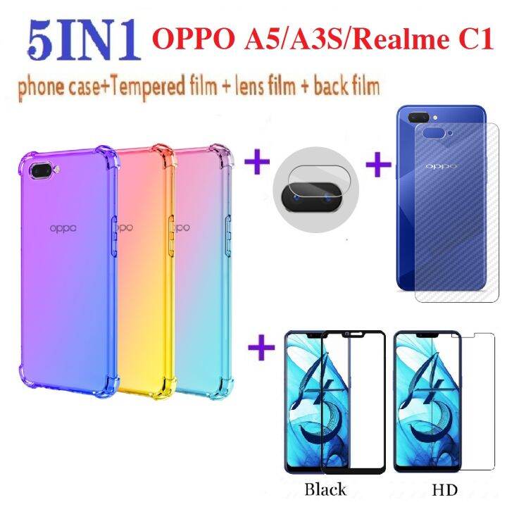 (5IN1)Phone case For Oppo A5 / A3S / REALME C1 case Gradient Four ...