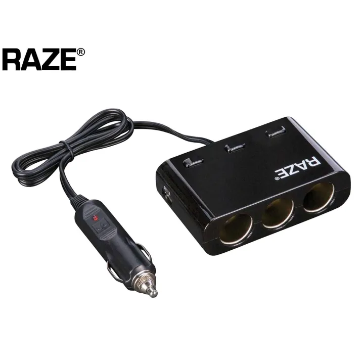 Raze 3 in 1 Adapter Car 2X USB 12V/ 10A Car Charger Port Splitter ...