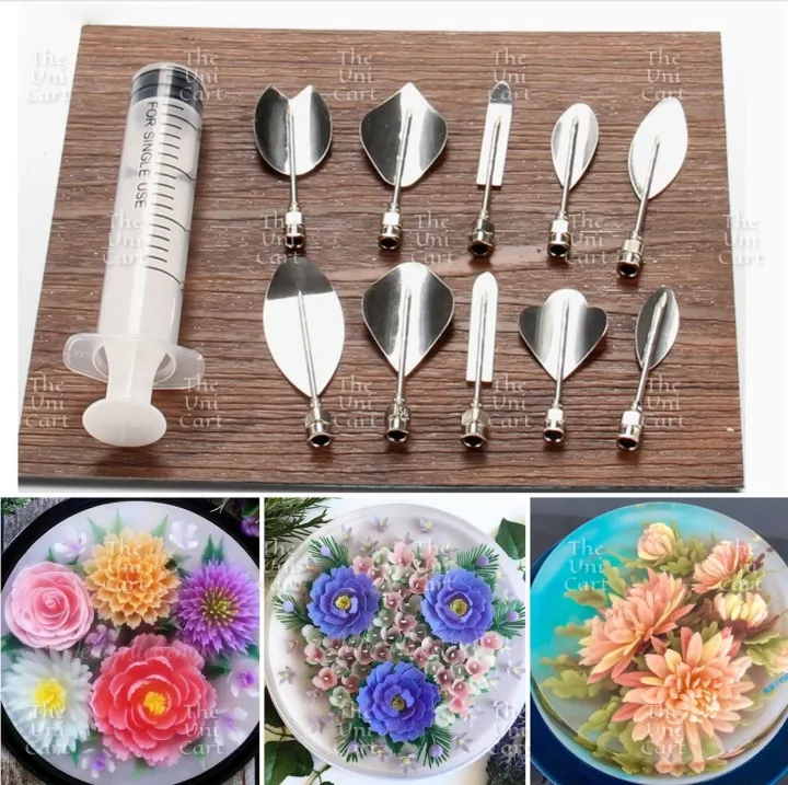 10pcs 3D Flower Gelatin Pudding Nozzle +1 Syringe Tool Jelly Art Tool ...