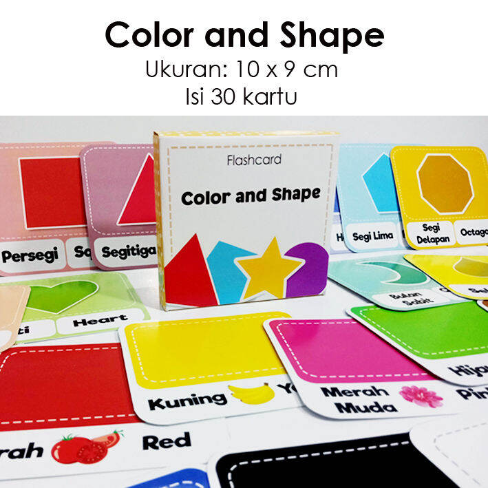 Flashcard color and shape / Flash Card / kartu pintar mengenal warna ...