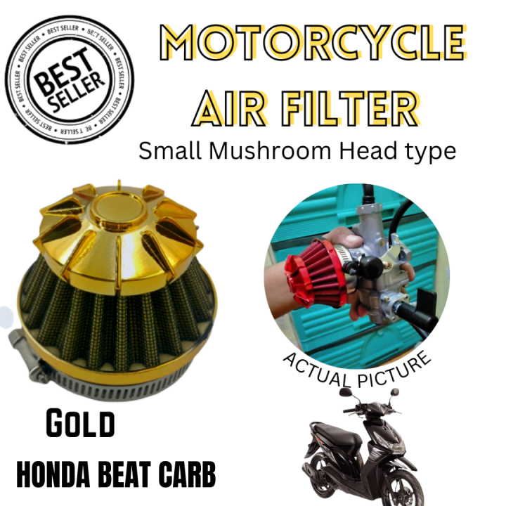 MOTORCYLE AIR FILTER FOR HONDA BEAT CARB | GOLD | SMALL MUSHROOM HEAD ...