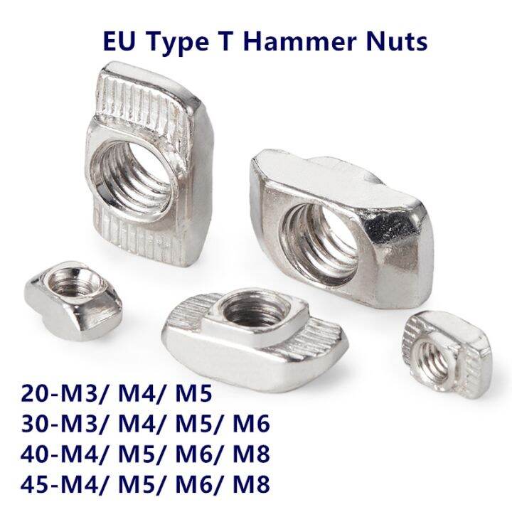 10/100pcs M3 M4 M5 M6 M8 T-nut T Fasten Nut Hammer Head Drop In Nut for ...