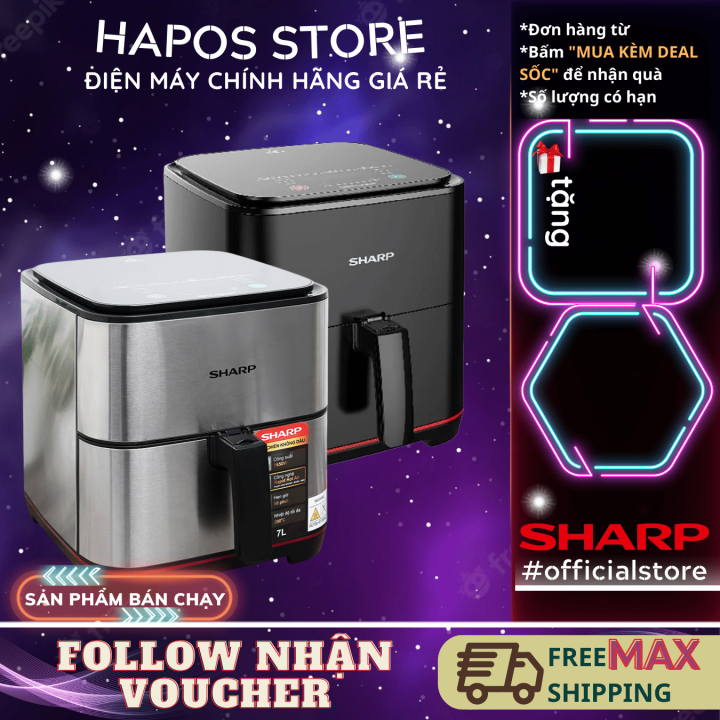 Nồi chiên không dầu Sharp KF-AF70EV-ST chống dính 7 Lít [công suất ...