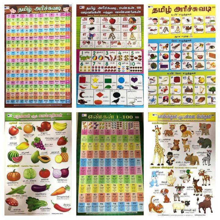 LEARN TAMIL CHARTS FOR KIDS(6 TYPES) | Lazada