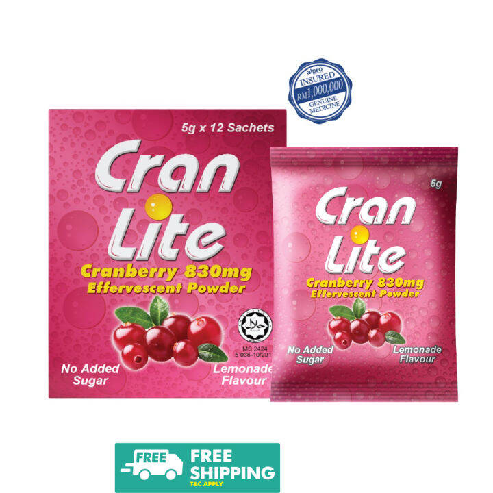 CranLite Cranberry 830mg Effervescent Powder 5g 12s | Lazada