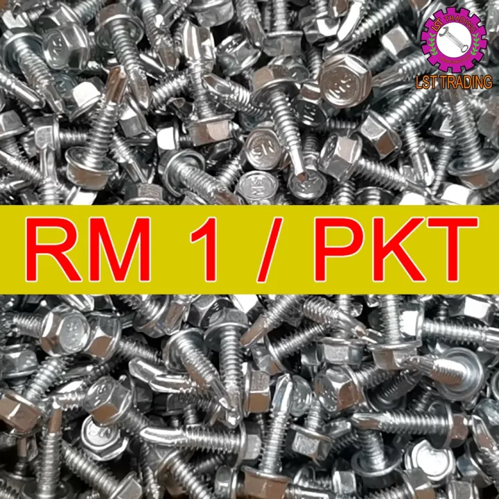 [READY STOCKS] HEX HEAD SELF DRILLING SCREW (RM1) / SKREW KEPALA LAPAN EKOR UDANG / DSM HO ...