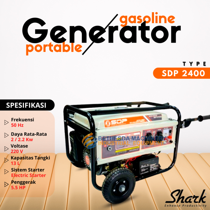 Genset Mini 2000 Watt - Shark SDP2400 Mesin Genset Bensin 4 Tak ...