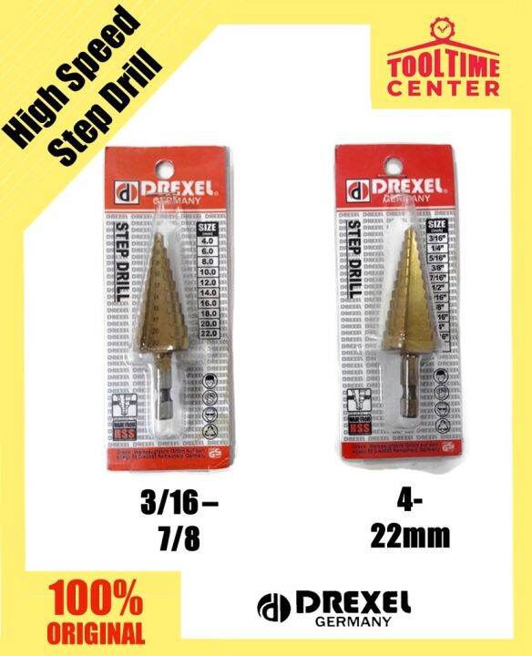 Drexel High Speed Step Drill Size: 3/16-7/8" & 4-22mm | Lazada PH