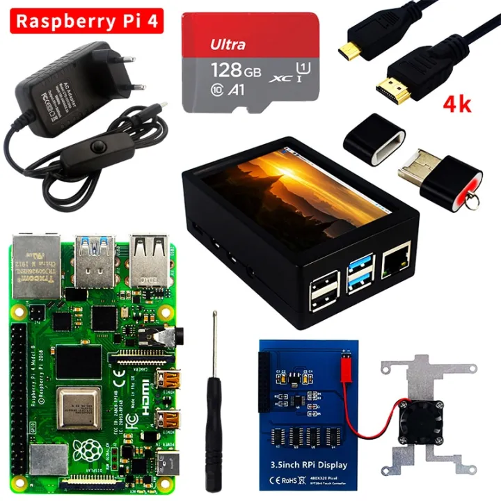 Raspberry Pi 4 Model B Kit แรม2GB 4GB 8GB + การ์ด + เคส + พัดลมระบาย ...