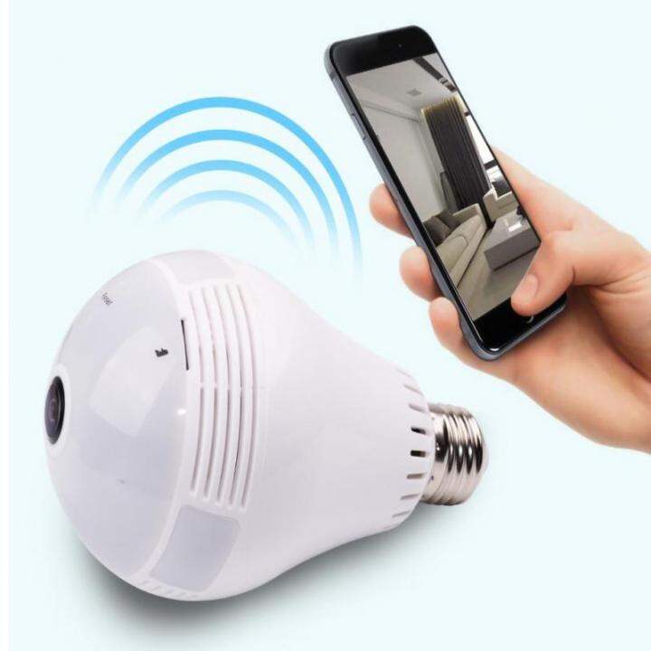 WiFi LED Light Bulb 360° 960P Wireless Fisheye Camera Bulb V380 IP Home ...