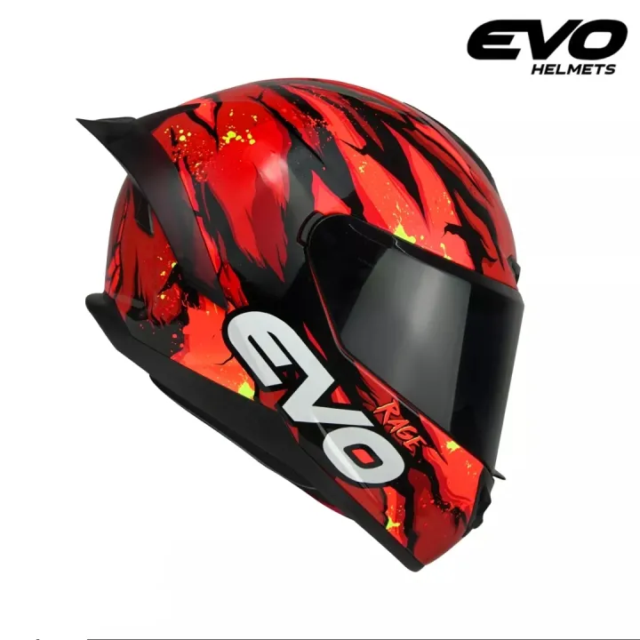 EVO XR-03 RAGE RED ORANGE SINGLE VISOR FULL FACE HELMET | Lazada PH