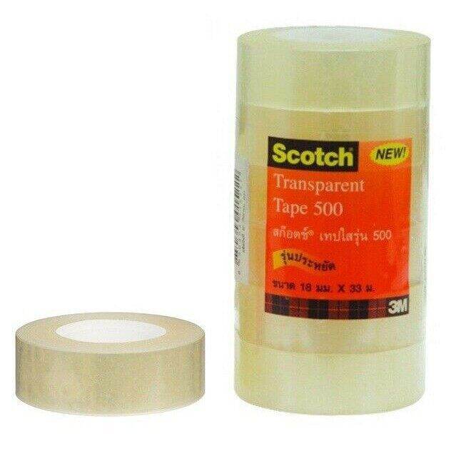 เทปใส แกน1 3M Scotch #500 ทุกขนาด Transparent Tape (1 ม้วน) | Lazada.co.th