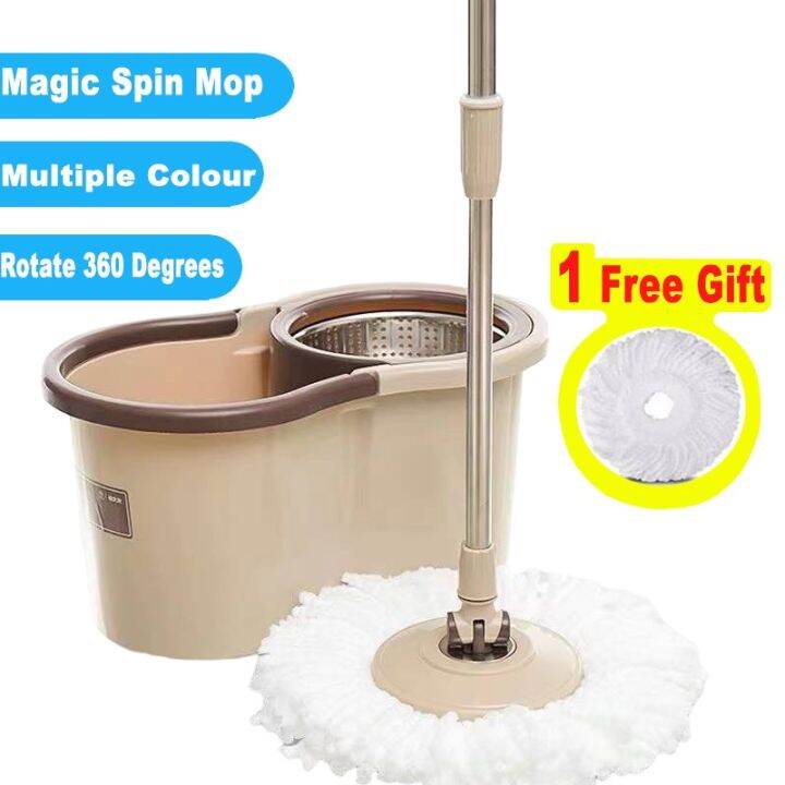 ♥Magic Spin Mop With Spinner And Bucket Tornado Mop 360 Easy Microfiber ...