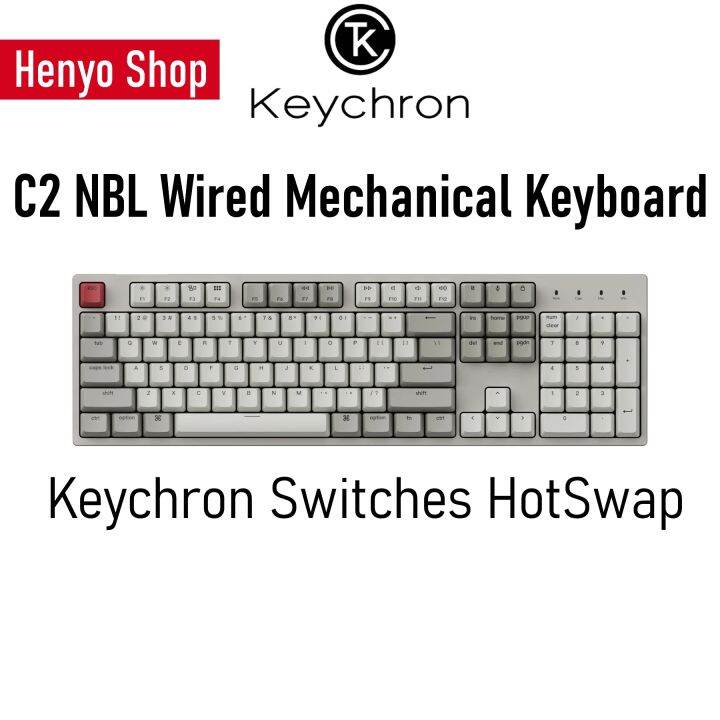 Keychron C2 Wired Mechanical Keyboard NBL Retro Hotswap 104-keys Full ...