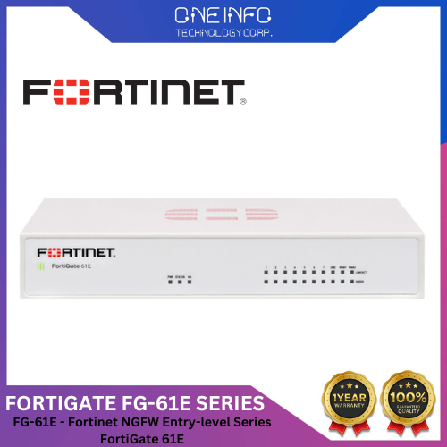 Fortinet FG-61E, 10 x GE RJ45 ports (including 2 x WAN Ports, 1 x DMZ ...