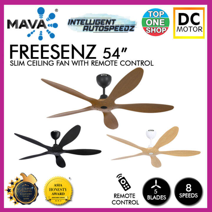 MAVA FREESENZ 54 Inch DC Motor Remote Control 8 Speed Slim Ceiling Fan ...