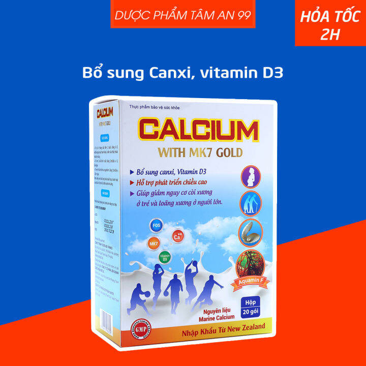 CALCIUM WITH MK7 GOLD bổ sung canxi, vitamin D3 hỗ trợ phát triển chiều ...