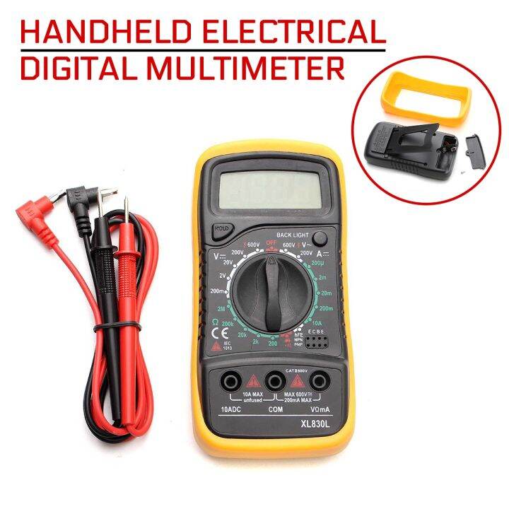 Portable Electrical Digital Multimeter Handheld LCD Voltmeter DC AC ...