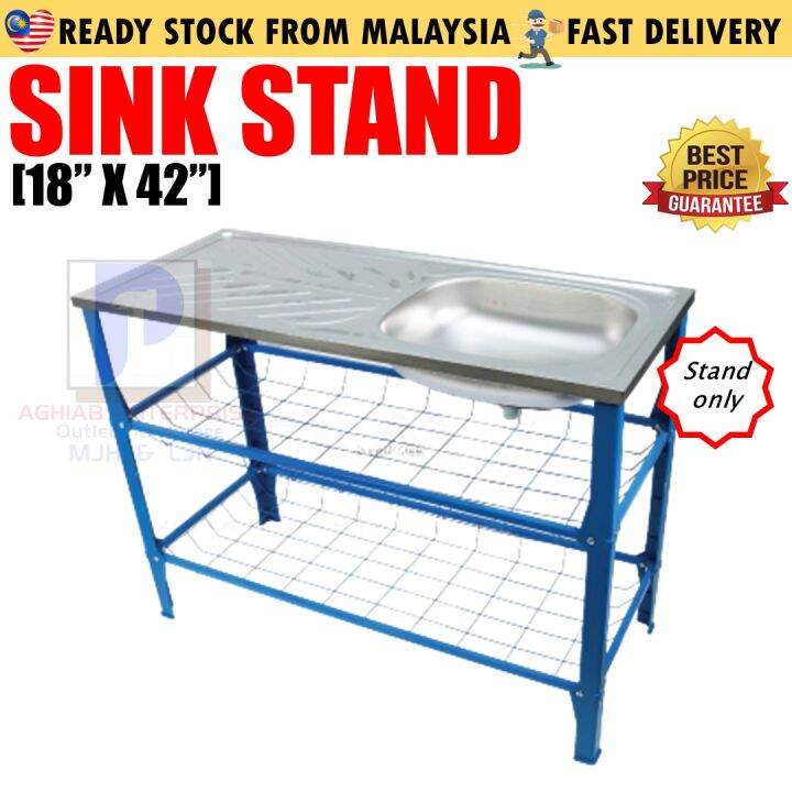 [READY STOCK] Stainless Steel Sink With Rack & Plastic Stand Complete ...