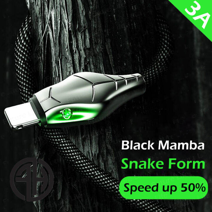 5A Android Fast Charging Cable Black Mamba Snake-shaped Design LED ...