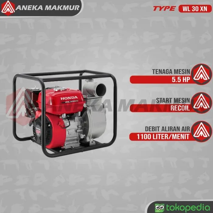 Mesin Alkon Honda WL 30 XN Pompa Air Irigasi 3 Inch 7.5 Meter WL30XN [[[ TERSEDIA COD ...