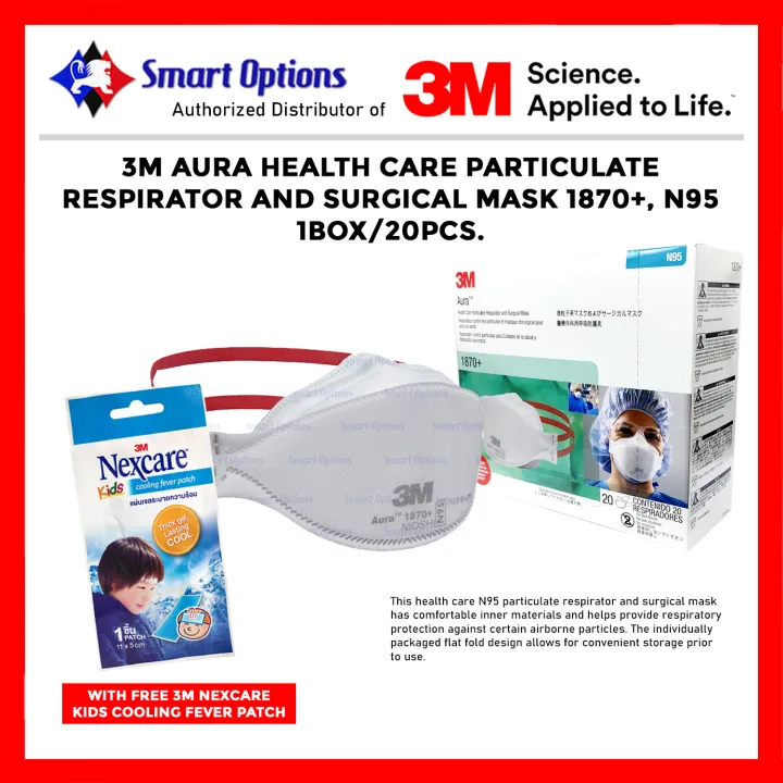 3M 1870 Aura Disposable Respirator 20pcS/BOX WITH FREE 3M NEXCARE COOLING FEVER PATCH | Lazada PH