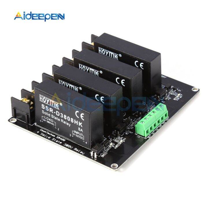 380V 8A 4 Channel Solid State Relay Module High and Low Level Trigger Board SSR-D3808HK Switch ...