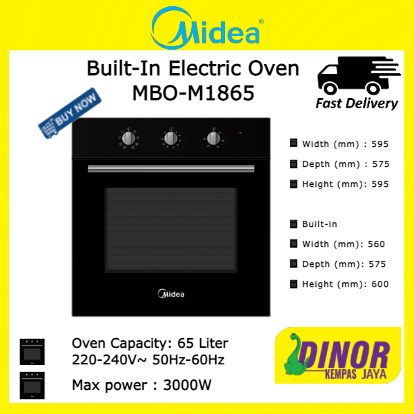 MIDEA BUILT IN OVEN MD-MBO-M1865 / 65L / 8 FUNCTIONS / ROTISSERIE ...