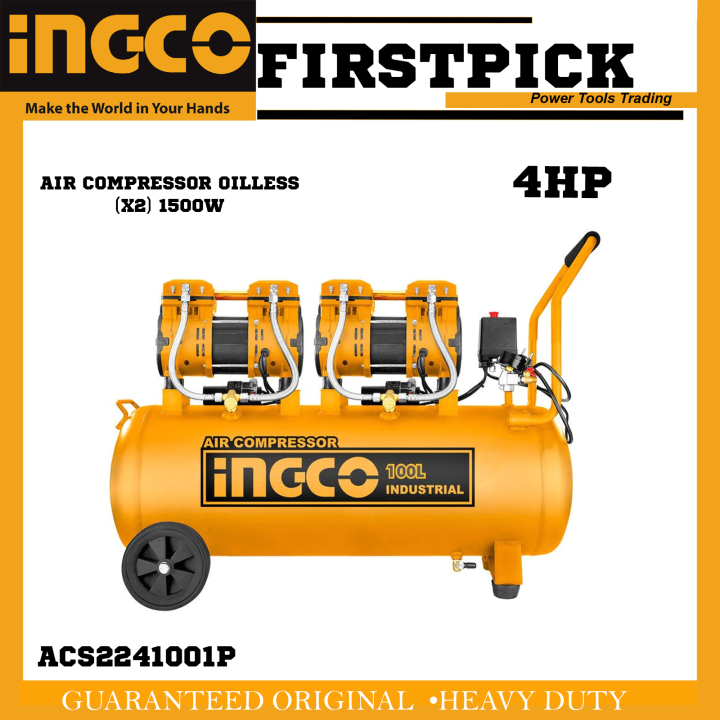 INGCO Air Compressor Oil-Free Noise Less Oil-Less 4HP 100L 1500W SUPER ...
