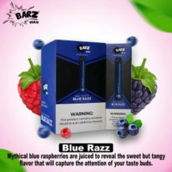 10 Barz Max Blue Razz Bluberi dan Rasberi Gratis Satu Disposable Pods ...