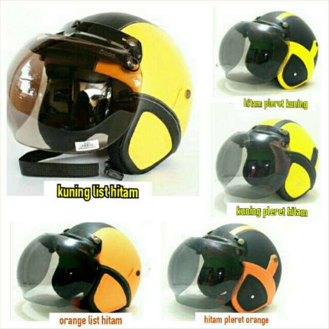 HELM BOGO RETRO SNI KULIT KUNING ORANGE HITAM KACA BOGO ORI | Lazada ...