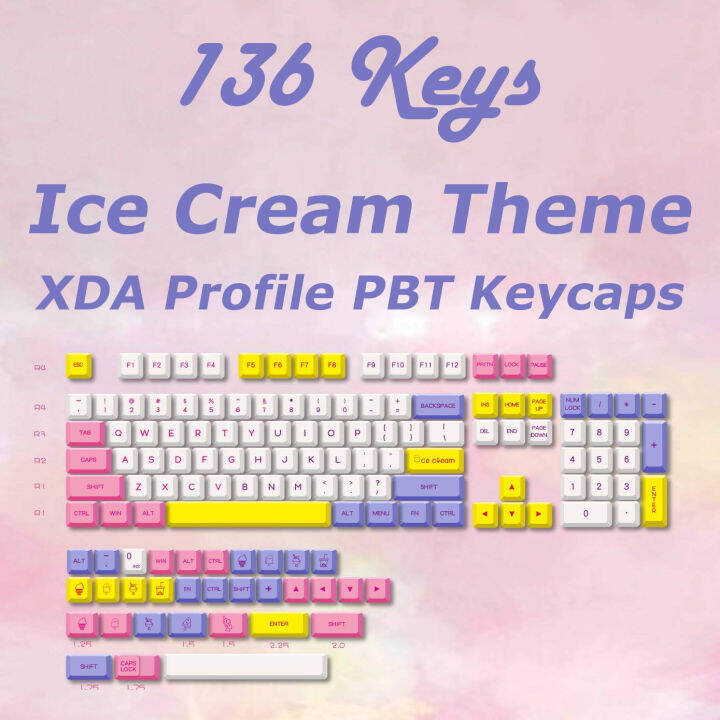 136 Keys Ice Cream Theme XDA Profile PBT Keycaps For 61/63/64/68/75/84 ...