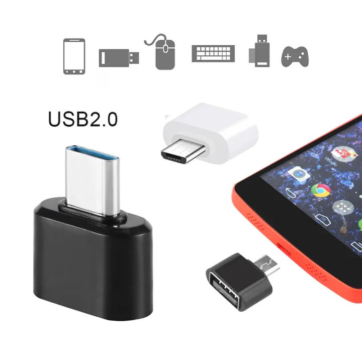 Micro /Type C To USB 2.0 Mini OTG Converter Adapter For Android Smart ...