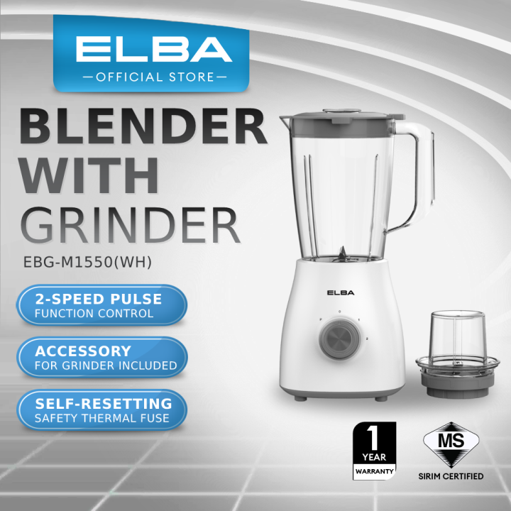ELBA Blender with Grinder EBG-M1550(WH) - 2-speed with Pulse Function ...