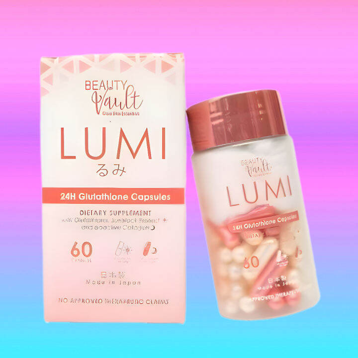 LUMI 24H Glutathione Capsules by Beauty Vault 60 capsules | Lazada PH