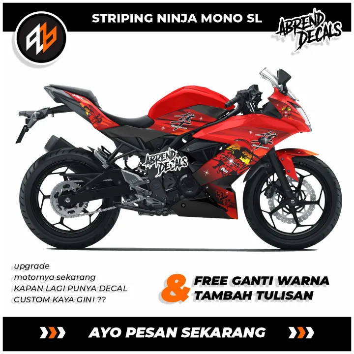 Striping Ninja Mono SL Motif Samurai / Stiker Motor Kawasaki Ninja 250 ...