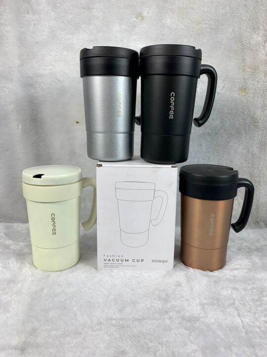 แก้วกาแฟมีหูจับ เก็บความเย็น-ความร้อน พร้อมฝาปิด COFFEE 580ml. | Lazada.co.th