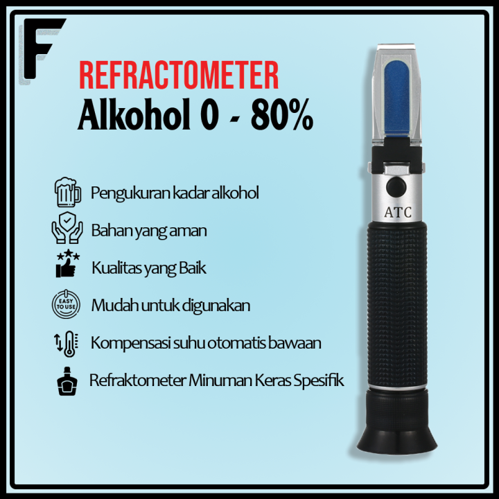 Alkohol Refractometer Kandungan Alcohol Alat Tes Kadar Uji Cek 0 - 80% ...