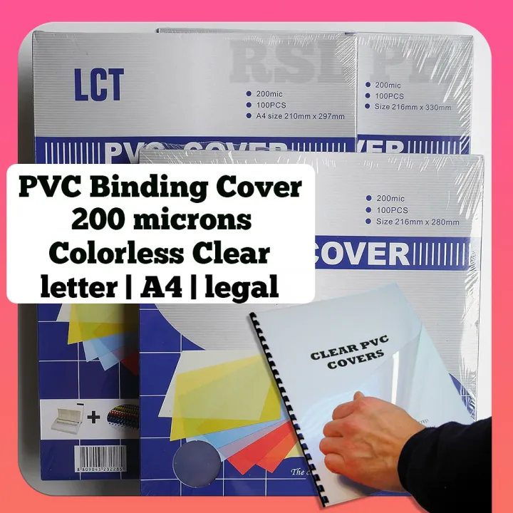 PVC Binding Cover 200 Microns Acetate 100pcs LCT Short A4 Long Clear ...