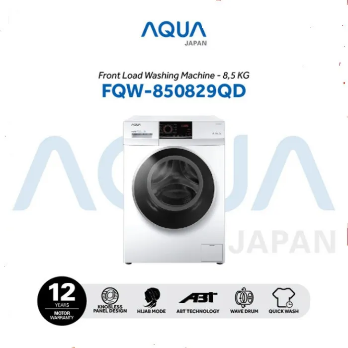 MESIN CUCI AQUA FRONT LOADING KAPASITAS 8,5KG FQW 850829QD INVERTER ...