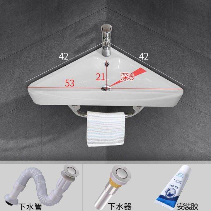 Wall-Mounted Washbasin Ceramic Corner Wall Hanging Triangle Wash Basin ...