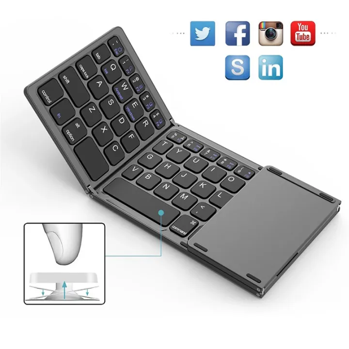 Mini Folding Touch Mouse Keyboard Wireless Bluetooth Keyboard With ...