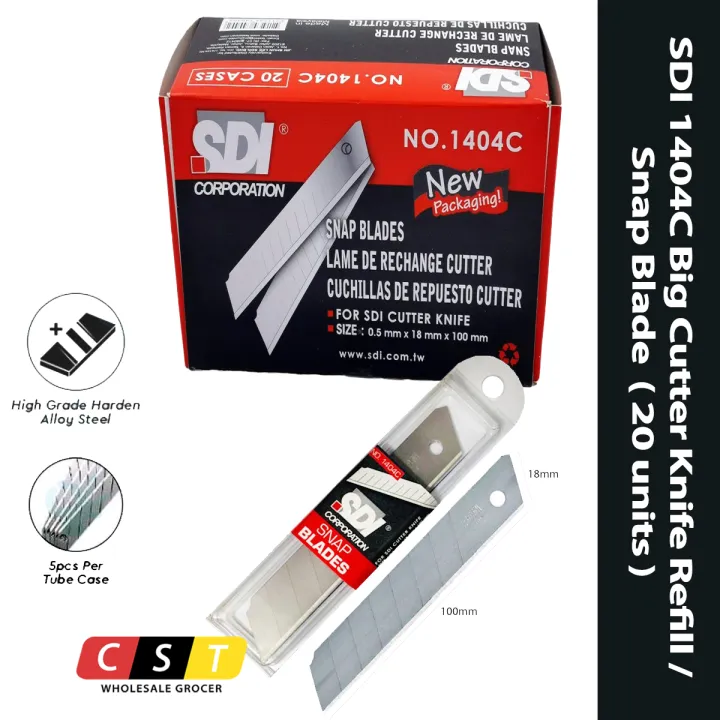 [20 Units] SDI 1404C Big Cutter Knife Refill / Snap Blade [5 Blades ...