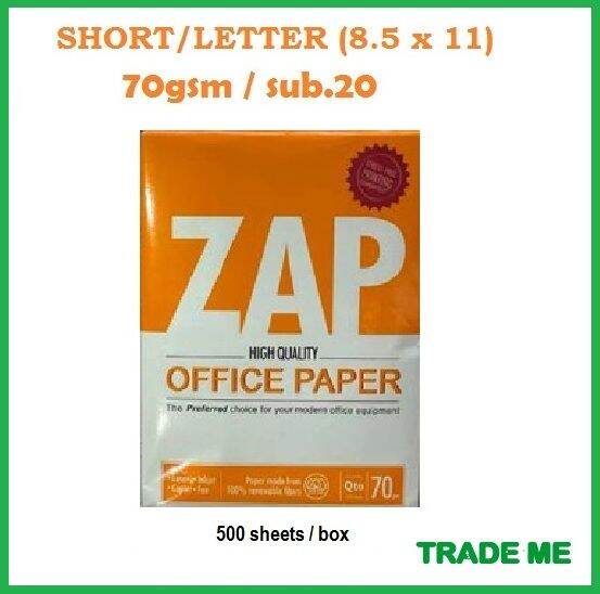ZAP Copy Paper 70 gsm./Subs.20 (500 sheets/ream) | Lazada PH