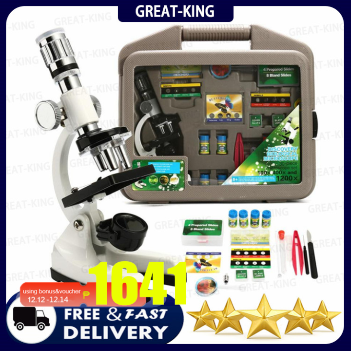 Great-King Zoom Microscope Kit Lab 400X-600X-1200X Magnification ...