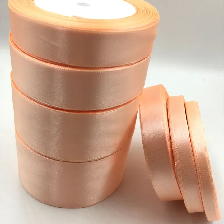 (25 yards/roll)Peach 6mm 50mm Satin Ribbon Wholesale Gift Wrapping ...