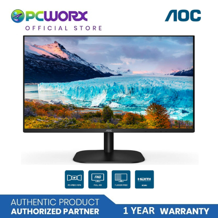 AOC 23.8" Inch Monitor 24B2XH IPS 75hz FHD WLED VGAHDMI Monitor AOC ...